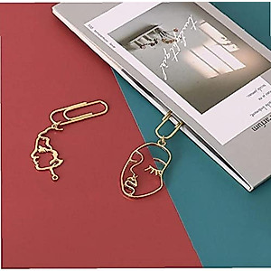 2Pcs Cute Metal Office School Face Paper Clips Bookmark Fine Student Memo Clips Set Stationery Supplies