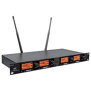 wenwen Frequency B Wireless Microphone System 4 Channel 4 Lavalier 4 Bodypacks 4 Lapel Mic 4 Headsets UHF for Karaoke System Church Speaking Conference Meeting Classroom Wedding Party Meeting School