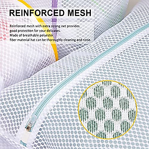 AUTODECO Set of 5 Honeycomb Mesh Laundry Bags for Delicates with Concealed Zipper Washing Machine Wash Bags Reusable for Baby Clothes Blouse Bra Hosiery Dress
