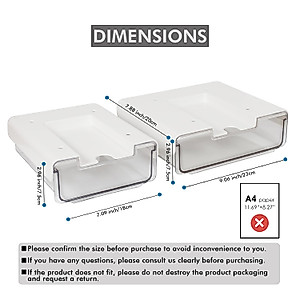 2 Pack Adhesive Under Desk Drawer Organizer Slide Out Attachment, Attachable Clear Acrylic Hidden Shelf Storage With Phone Stand, Add A Mounted Pull Out Tray For Cabinet, Table, Counter - Plastic