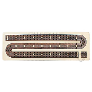 House of Cribbage - 3 Track Continuous Cribbage Board Inlaid in Rosewood - Maple Wood - Size: 12.5 Inches - Storage Drawer for Cribbage Pegs