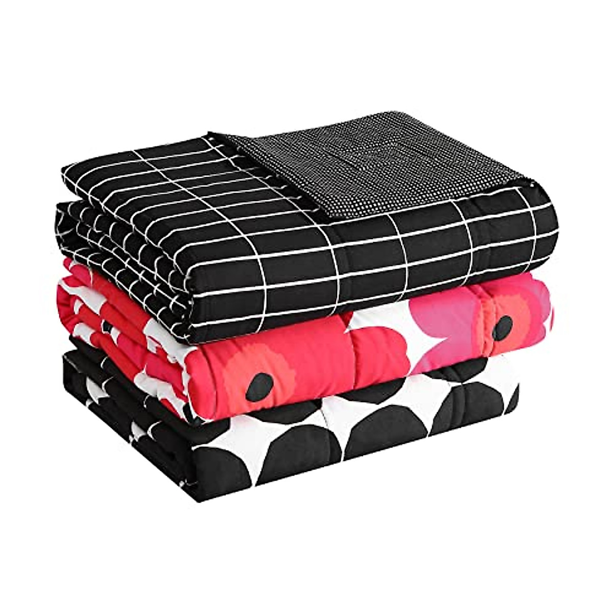 MARIMEKKO Throw Blanket Ultra Soft Brushed Microfiber with Alt Down, Lightweight & Reversible Bedding, 50" x 70", Pieni Tiiliskivi Black