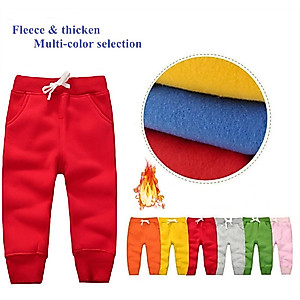 CuteOn Unisex Toddler Jogger Pants Kids Cotton Elastic Waist Winter Baby Sweatpants Pants 2Years Red