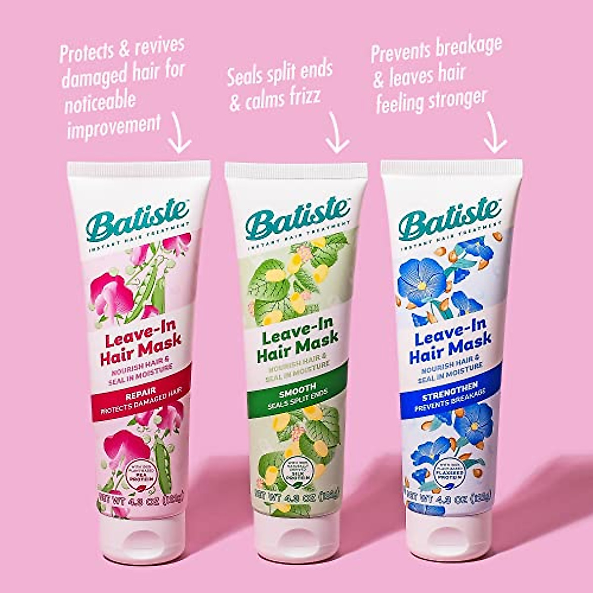 Batiste Heat Protectant For Hair & Leave In Conditioner Hair Mask, Smooth Formula, Hair Conditioner for Dry or Wet Hair, Infused with vitamin E for Enhancing Haircare, 4.3oz.