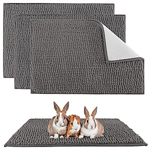 Lifeunion Guinea Pig Cage Liners, 3 Pcs Absorbent Reusable Guinea Pig Pee Pads, Non Slip Washable Guinea Pig Bedding Blanket Mat for Small Animal, Rabbit, Hamster, Bunny, Chinchilla (3pcs-grey)