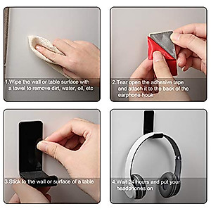 8 Pcs Headphone Hanger Wall Headphone Hook Holder with Adhesive Glues Headset Wall Mount Headphone Stand for General Purpose Game Headphones