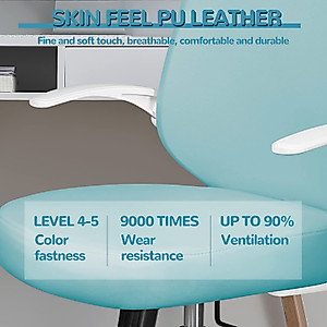 SeekFancy Kids Desk Chair Pego300, Blue Study for Boys Girls with Eggshell Design Backrest, Ergonomic Growing Teen Office Flip up Arms and Wheels, Pu Leather Task Chair…