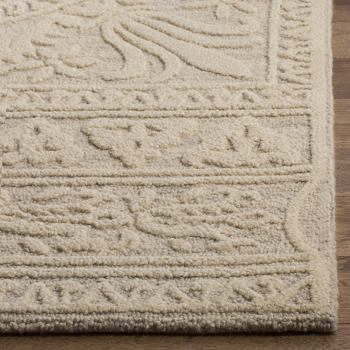 SAFAVIEH Blossom Collection Area Rug - 8' x 10', Light Grey & Ivory, Handmade Wool, Ideal for High Traffic Areas in Living Room, Bedroom (BLM109F)