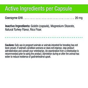 Only Natural Pet CoQ10 for Dogs & Cats, Heart and Cardiovascular Health Support, Coenzyme Q10 Ubiquinone - 90 Capsules