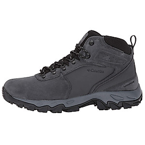 Columbia Men's Newton Ridge Plus II Suede Waterproof Boot, Breathable with High-Traction Grip, shark/black,11