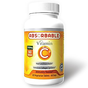 ABSORBABLE Vitamin C 500 mg with Rose Hip and 6 Natural Vitamin C Sources, Science Backed Proprietary Blend 60 Tablets