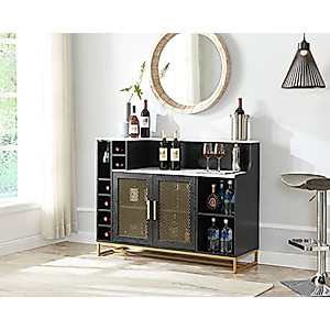 Home Source Black Accent Bar Cabinet with Mesh Door