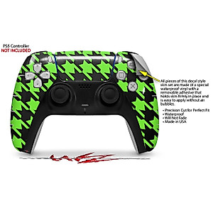WraptorSkinz Skin Wrap compatible with Sony PS5 DualSense Controller Houndstooth Neon Lime Green on Black (CONTROLLER NOT INCLUDED)