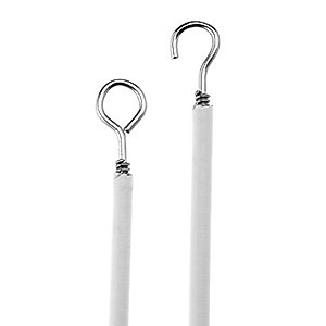 SING F LTD 17pcs Curtain Wire White Window Cord Cable with 8pcs Self-Adhesive Hooks 4 Pairs Hooks and Eyes Rods 3M Length