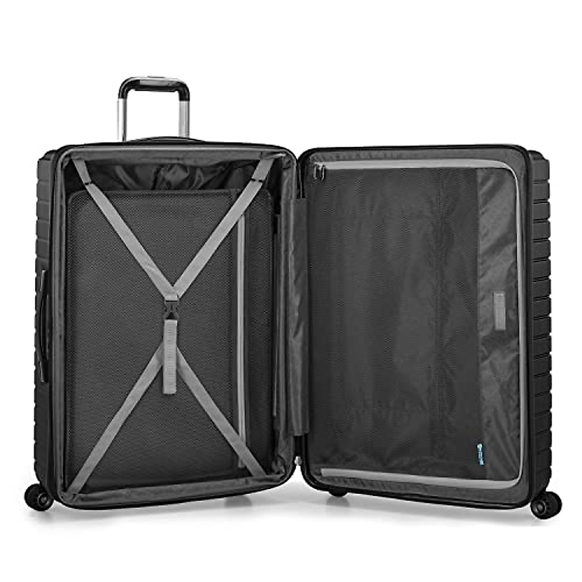 Traveler's Choice Archer Polycarbonate Hardside Spinner Luggage Set, Tie Down Straps, Black, Checked 29-Inch