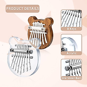 2 Pack Mini Kalimba Thumb Piano 8 Keys,Portable Solid Wood and Acrylic Mbira Finger Piano for Kids and Adults,Pocket Musical Gifts for Beginners w/Chain