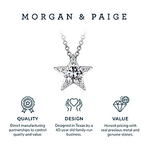 MORGAN & PAIGE 925 Sterling Silver Cubic Zirconia Pave Star Pendant Necklace 18"