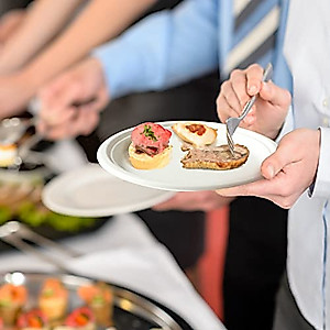 FYY 9 Inch Paper Plates, [50 Count] Disposable Sugarcane Paper Plates, Eco-Friendly Unbleached Heavy Duty Compostable 100% Biodegradable Paper Plates