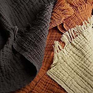 Peshtemania Premium Gauze Muslin Terracotta Throw Blanket for Adults 4-Layers Tassel Farmhouse 100% Cotton Summer Throw Blanket for Bed Couch Sofa, Ultra Soft & Lightweight |40"x70"|