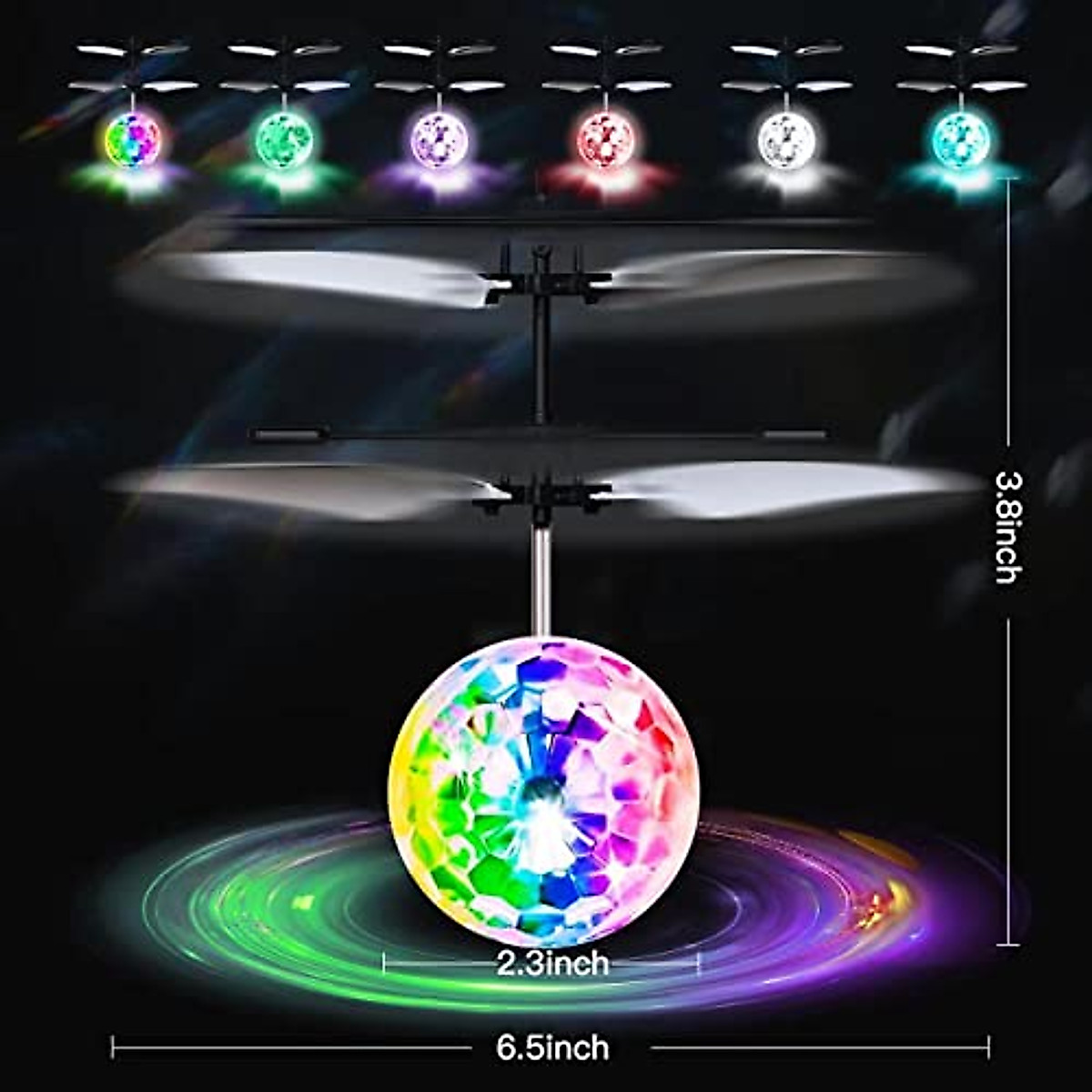 KPPIT Kids Flying Orb Ball, Upgraded Orbiter Flying Disco Ball Mini Drone Toy with Remote LED Hand Controlled Helicopter Games Indoor Outdoor Hover Ball Floating UFO Toys for Boys Girls