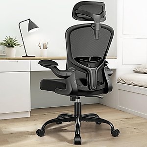 FelixKing Office Chair Ergonomic Desk Chair with Headrest, High Back Computer Chair with Adjustable Lumbar Support and Wheels,Executive Swivel Comfy Chair with flip-up Armrests for Home Office