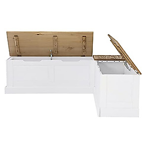 Linon Natural and White 2 Tone Backless Corner Breakfast, Table is NOT Included Harris Nook