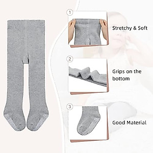 Toddler Tights with Grippers Baby Socks Leggings for Baby Girls Non Slip 2 t Tights Leg Warmers for Baby Stockings White with Grippers 12-18 Months