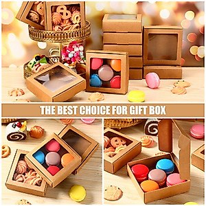 Zonon 30 Pcs Soap Boxes for Homemade Soap Boxes Packaging Small Gift Box Mini Kraft Treat Boxes with Window Present Packaging Box for Bakery Candy Soap Making,4.13 x 4.13 x 1.18 Inch(Brown)