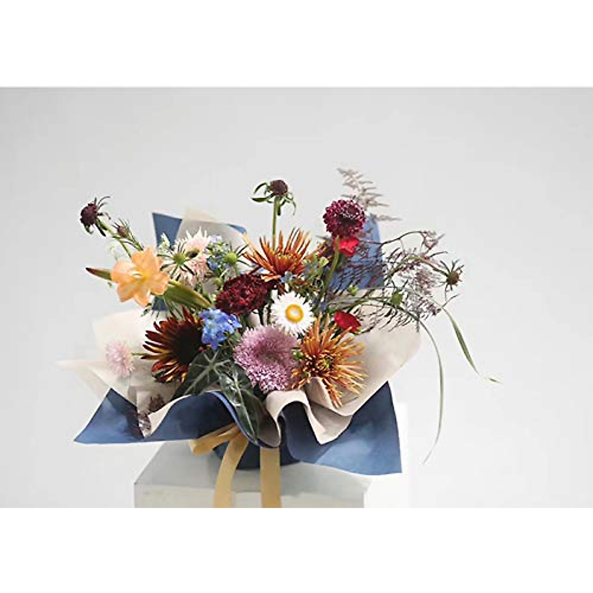 BBJ WRAPS Korean Style Waterproof Floral Wrapping Paper Single Color Bouquet Wrapping Paper Roll for Flowers, 22.8 Inch x 8 Yard, 1 Roll (White)