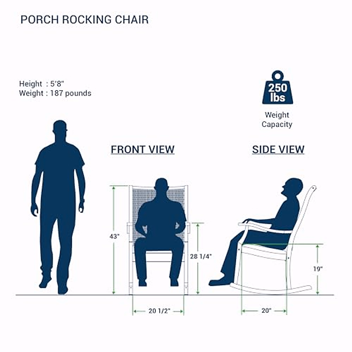 Cambridge Casual Auburn Upholstered Teak Wood Porch Rocking Chair