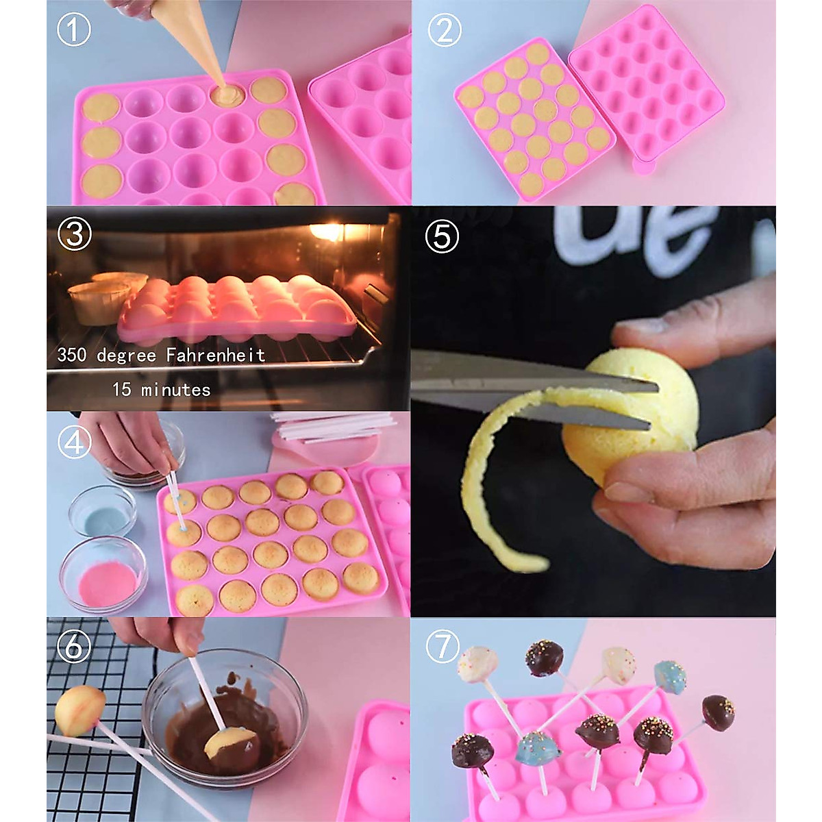 Tosnail 2 Pack of 20-Cavity Silicone Cake Pop Mold - Great for Hard Candy, Lollipop and Party Cupcake