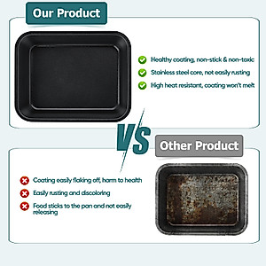 TeamFar Lasagna Pan, 10.6 x 8.25 x 3.1inch Rectangular Cake Baking Pan, with Stainless Steel Core & Nonstick Coating, Healthy, Wider Edge & Deep Side