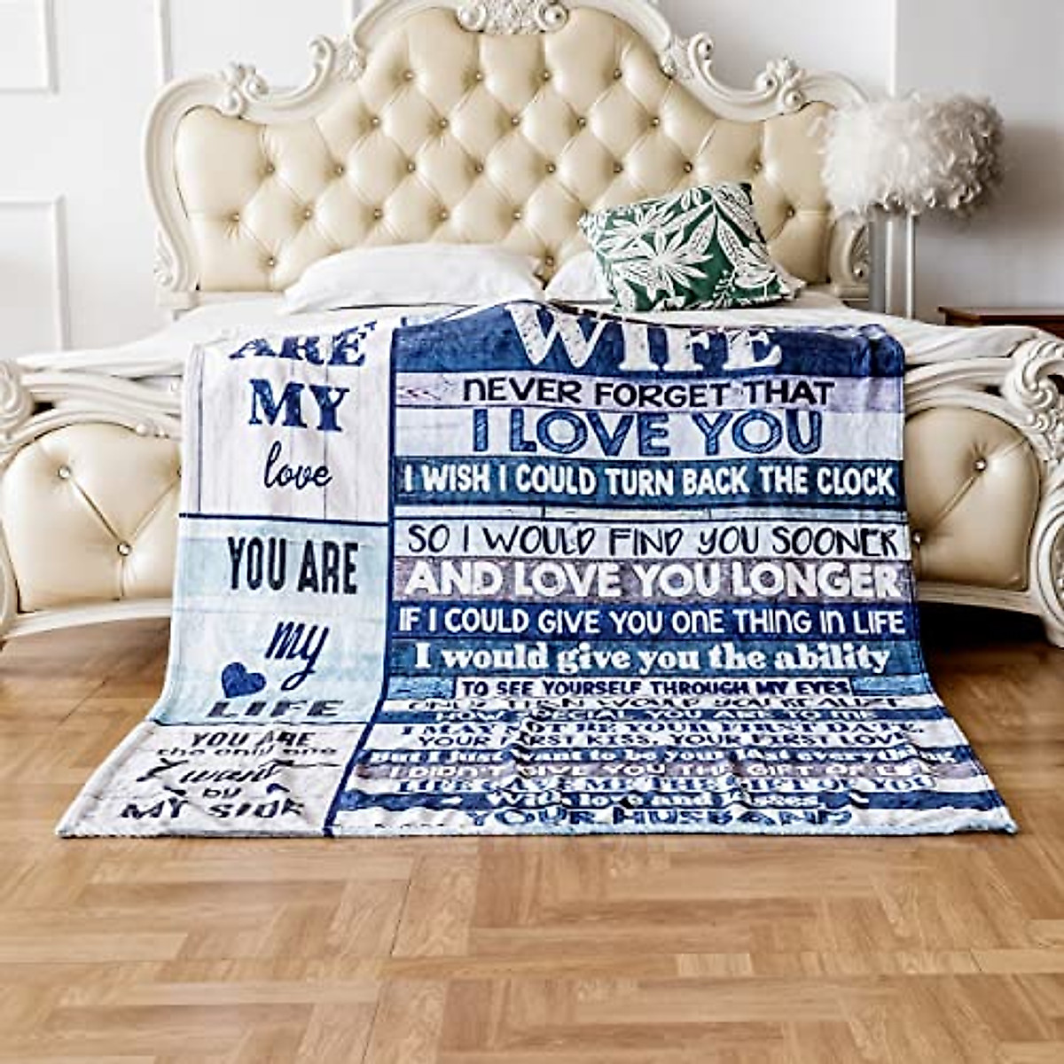 Personalized Throw Blanket to My Wife from Husband, Ultra-Soft Micro Fleece, Christmas Birthday Valentine's Day Gifts for Wife (to My Wife, 60"X50")