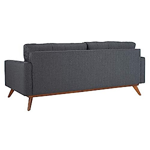 Safavieh Couture Home Gneiss Mid-Century Modern Slate Grey and Dark Brown Tufted Sofa