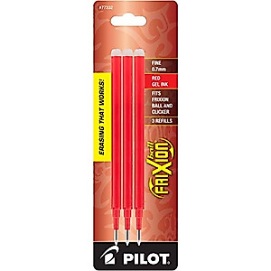 Pilot Gel Ink Refills for FriXion Erasable Gel Ink Pen, Fine Point, Red Ink, 7 Pack, 21 Refills Total