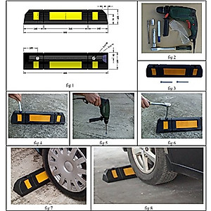Parking Stopper for Garage Floor, Blocks Car Wheels as Parking Aid and Stops the Tires, acting as Rubber Parking Curbs that Protect Vehicle Bumpers and Garage Walls, 23.6"x4.7"x3.9" (Pack of 2)