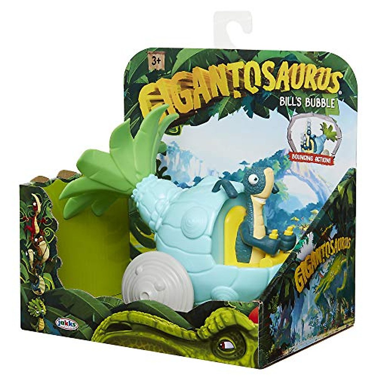 Gigantosaurus Bill's Bubble Toy Vehicle Bounces Up & Down, 6.5" Long, 4" Tall - Easy for Little Hands to Push Along - Dino Car Toys for Toddler Kids Boys & Girls