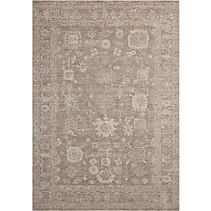 Loloi Chris Loves Julia Louisa Collection LOI-03 Taupe/Ivory 5'-3" x 5'-3", .38" Pile Height, Round Area Rug