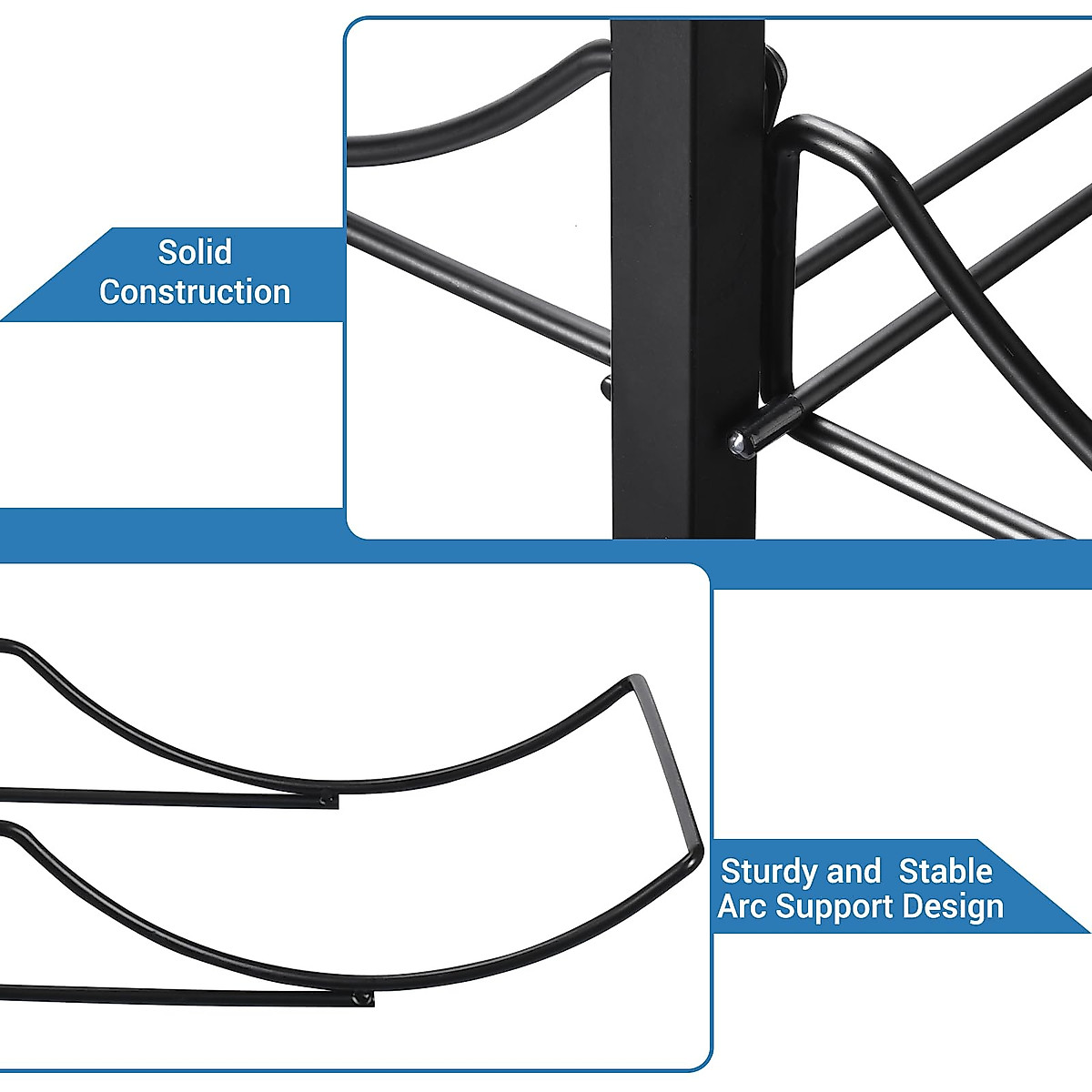 5 Gallon Water Bottle Holder with 4 Wheels, Heavy Duty Foldable Water Jug Stand 3-Tier Movable 5 Gallon Water Jug Holder Water Dispenser Rack for 6 Bottles, Black