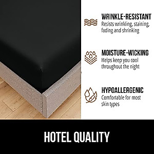 Gorilla Grip Laundry Basket and Fitted Bed Sheet, Laundry Bag Size 82L in Black, Easy Carry Handles, Bed Sheet Size Twin in Black, Shrink Resistant Deep Pocket, 2 Item Bundle