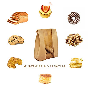 50 Large Paper Bread Bags Homemade Bread Sourdough Bread Bags Paper Biodegradable Pastry Bakery Bag with Window for Freshness and Safety - Baked Food Storage Label Seal Sticker