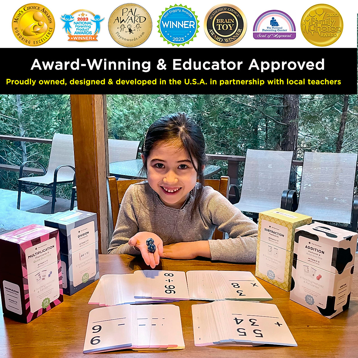 Think Tank Scholar 681 Math Flash Cards & Math Dice (Award Winning) Addition, Subtraction, Multiplication & Division - All Facts & Games - Kids Ages 4+ Kindergarten, 1ST, 2ND, 3RD, 4TH, 5TH, 6TH Grade