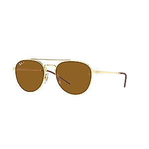 Ray-Ban RB3589 Square Sunglasses, Gold/Dark Brown Polarized, 55 mm