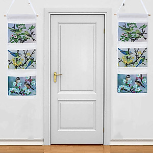 LUSandy DIY Birds Diamond Painting Hanging Storage Bag, Over The Door Wall Mount Diamond Art Closet Organizer, Hanging Storage Pouches with 3 Pockets for Bedroom & Bathroom