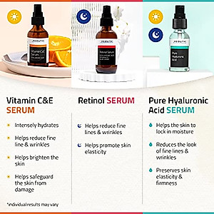Retinol Serum for Face, Hyaluronic Acid Serum for Face, Vitamin C Serum for Face, Facial Serums, Anti Aging Serum, Face Serum for Women, Hydrating & Wrinkle Serums 3x1 fl Oz, Skincare Set By YEOUTH