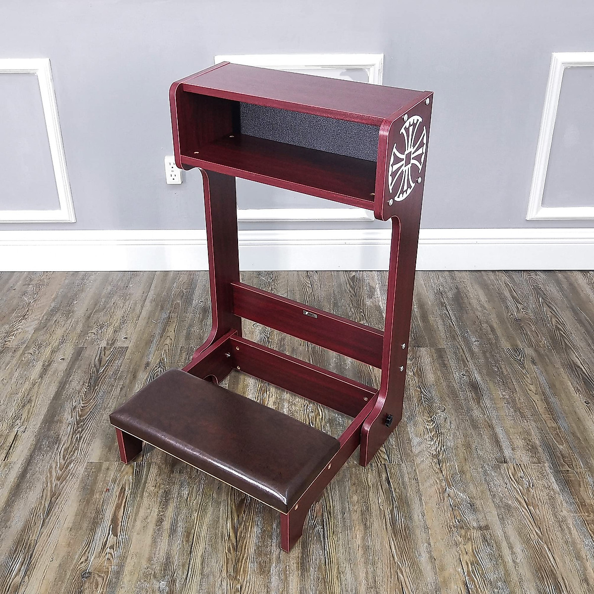 FixtureDisplays 32X20X20 Prayer Bench, Padded Kneeler with Book Shelf, Easy Fold-Away Prayer Table Chair 10104