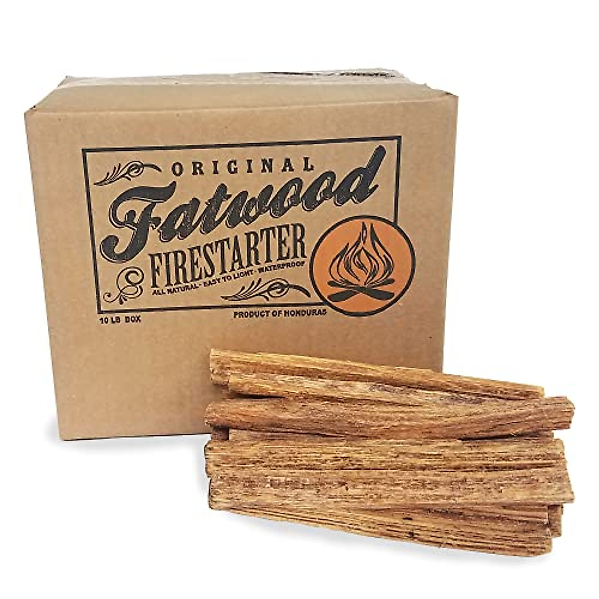 Fatwood Firestarter Kindling Sticks, 10 lbs,Brown