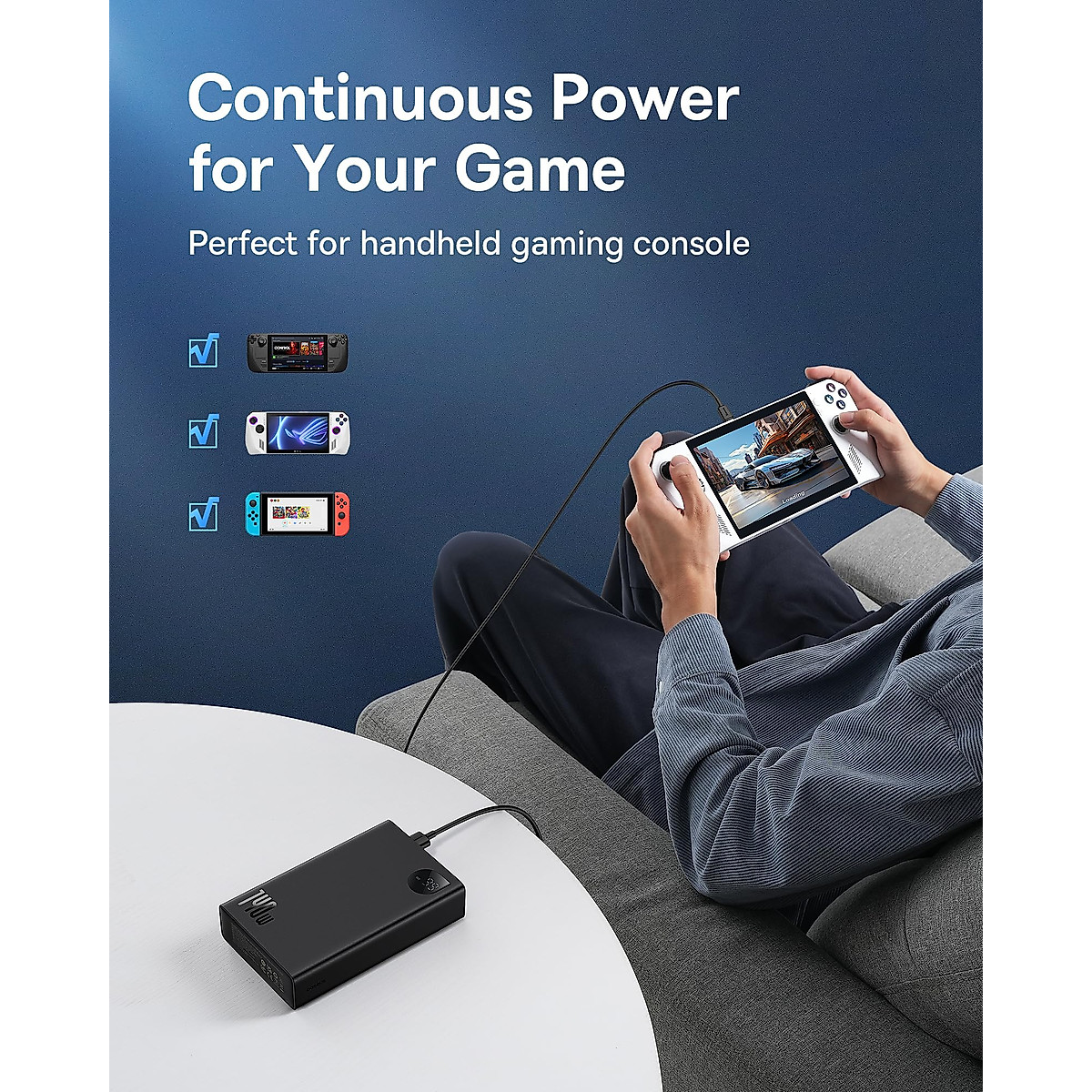 Baseus 140W Portable Charger,24000mAh Laptop Power Bank,3-Port Fast Charging USB C Battery Pack,2 USB-C&1 USB-A,Smart Digital Display Battery Bank for iPhone 15/14/13,Samsung,iPad,MacBook,Dell XPS,HP