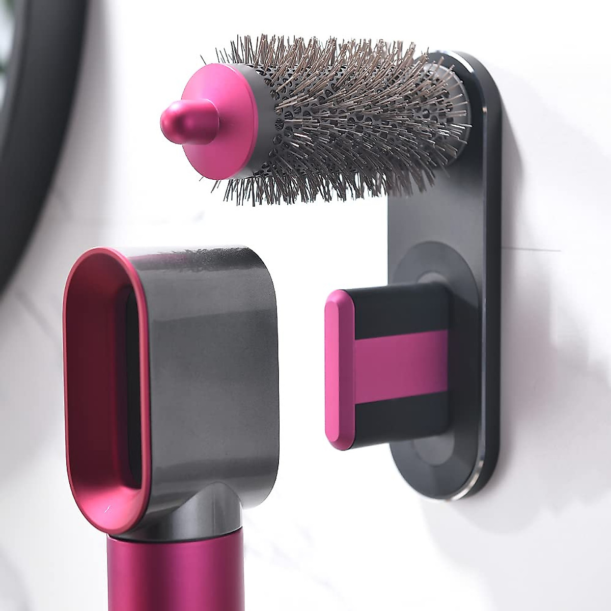 Luvitory Wall Mount Holder for Dyson Airwrap Styler Hair Curling Iron Barrels and Brushes, Metal Organizer Storage Rack, Curling Iron and Accessories Organizer Rack,Suitable for Home Bedroom Bathroom