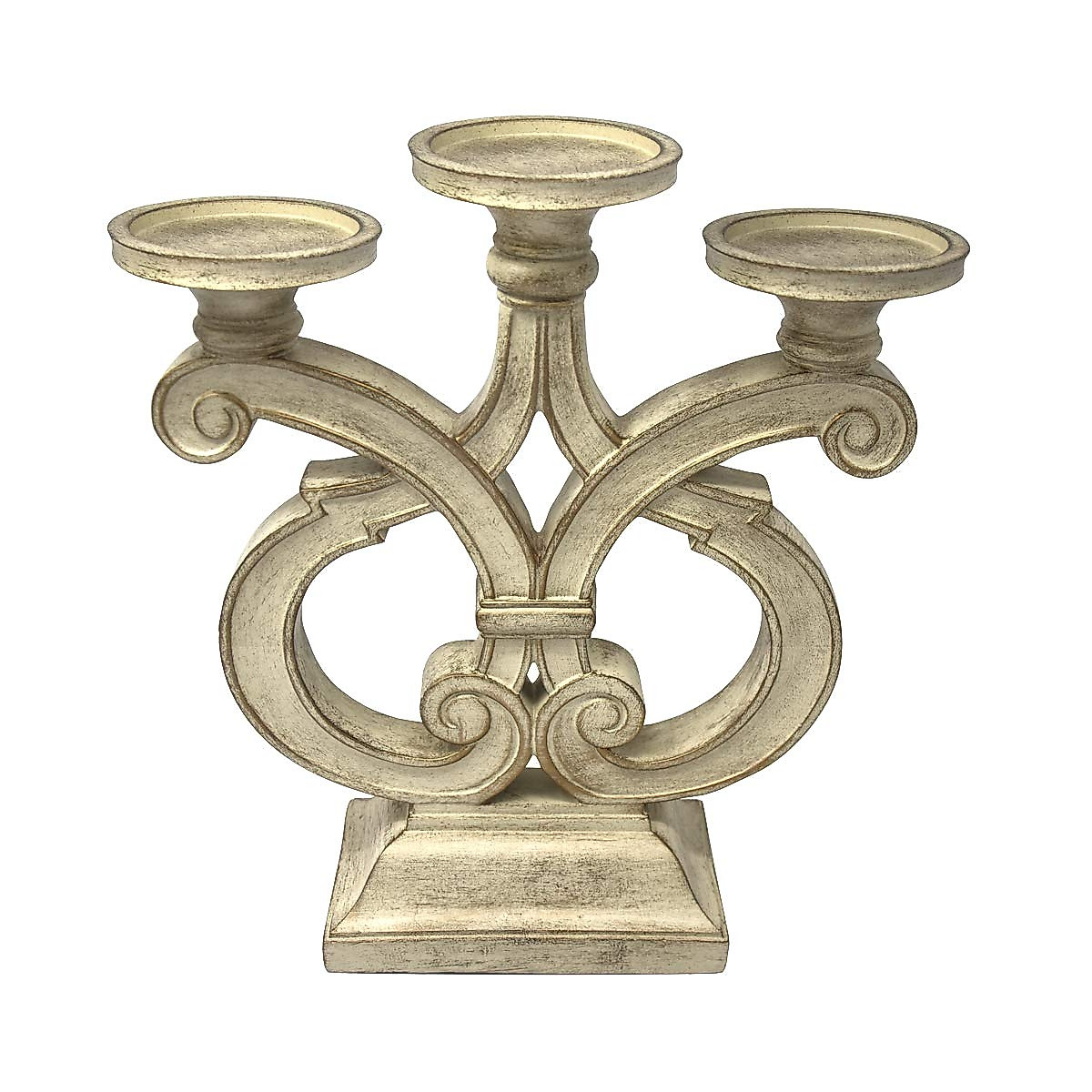 Antique Resin Candle Holder W/3 Arms,Fit 3.1" Candle, 11.8" H Candle Holders ,Ideal for LED & Pillar Candles, Gifts for Wedding,Party, Home, Spa, Reiki, Aromatherapy,Votive Candle Gardens.